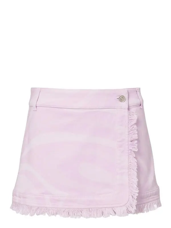 Emilio Pucci Marmo Distressed Denim Miniskirt - Pink