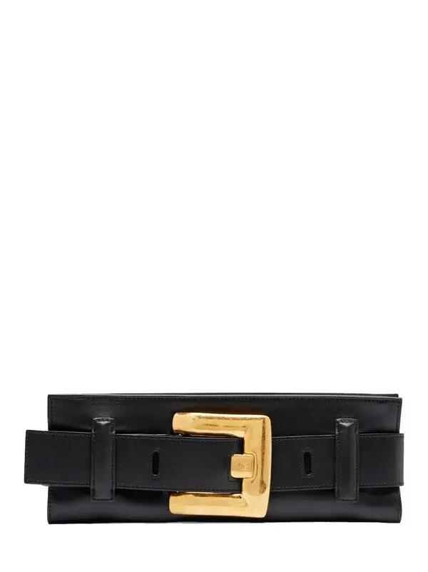 Balmain Anthem Leather Clutch - Black