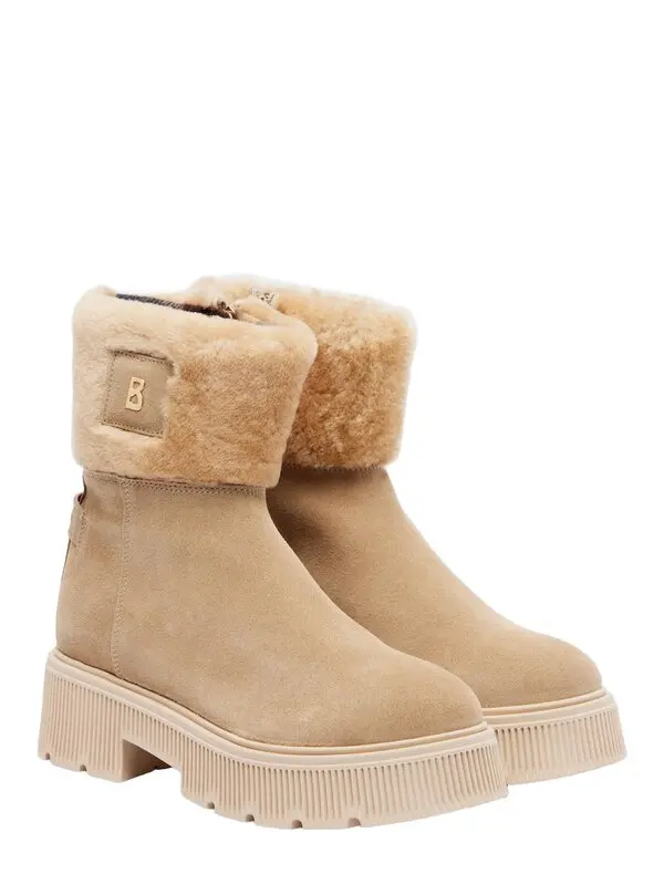 Bogner Turin Shearling-trimmed Suede Ankle Boots - Beige