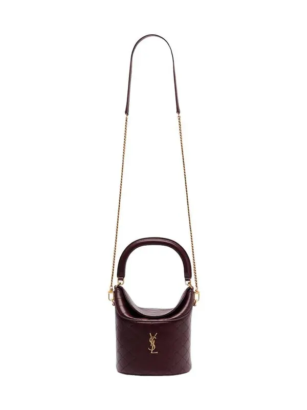 Saint Laurent Gaby Leather Bucket Bag - Burgundy