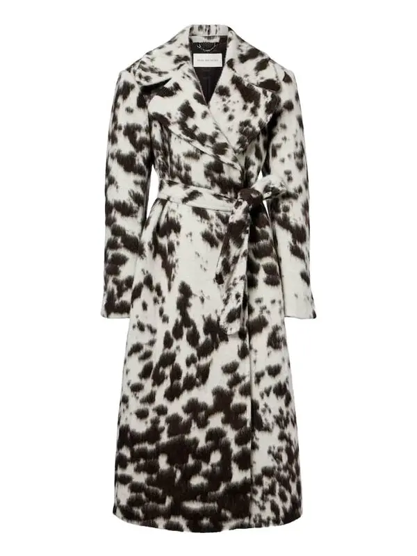 Dries Van Noten Cow-print Wool And Alpaca-blend Coat - White