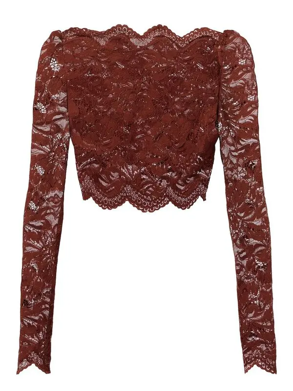 Rabanne Floral Lace Crop Top - Brown