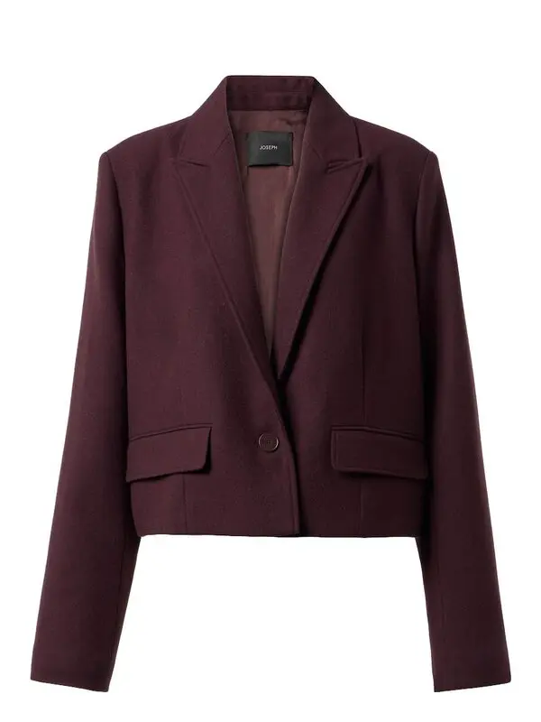 JOSEPH Cropped Single-breasted Wool Jacket - Burgundy