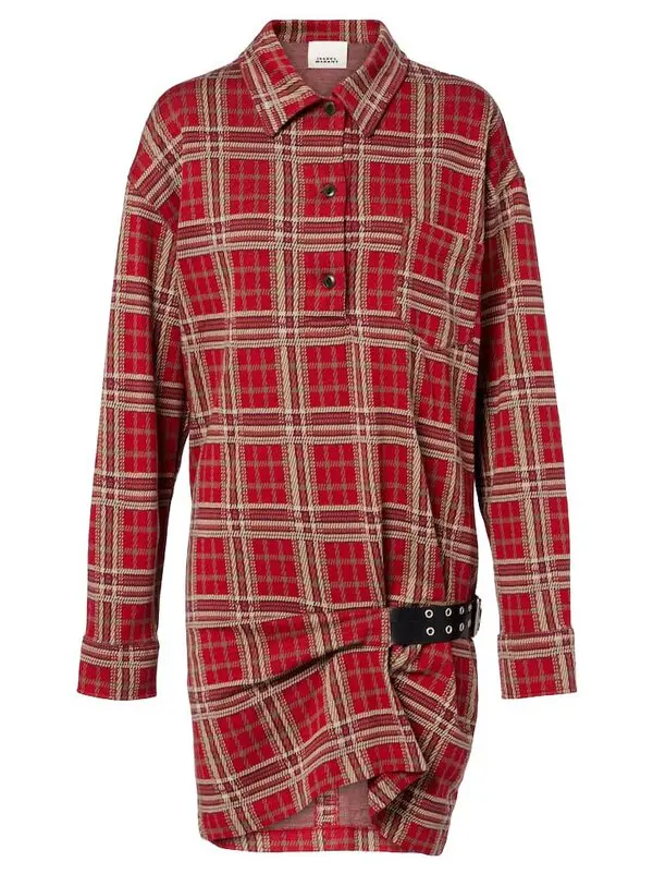 Isabel Marant Blandia Belted Plaid Cotton Shirt Dress - Multicoloured