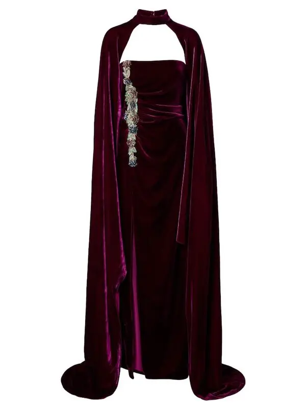 Costarellos Embellished Strapless Gown - Purple