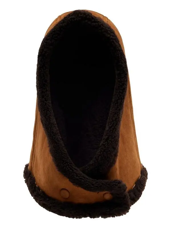 YVES SALOMON Shearling-trimmed Suede Hood - Brown