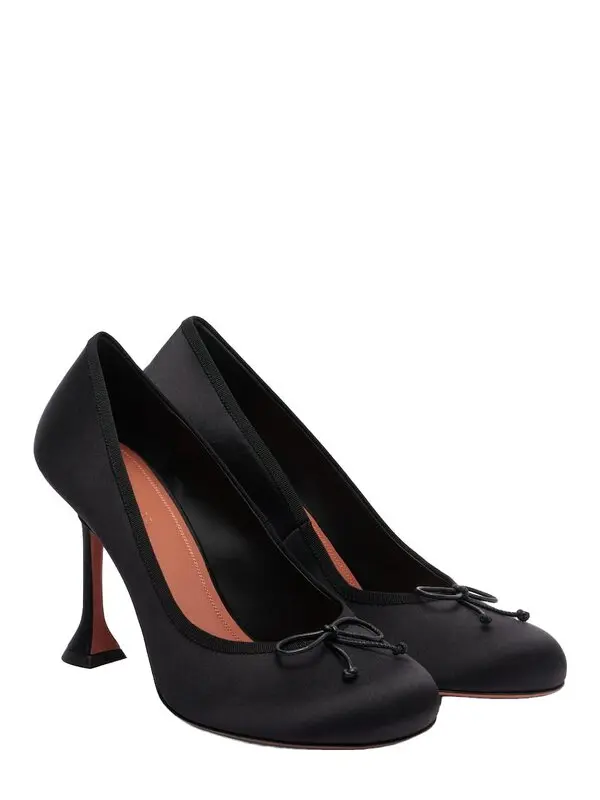 Amina Muaddi Lila 95 Satin Pumps - Black