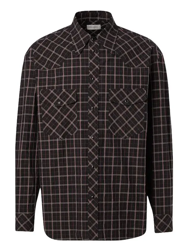 LEMAIRE Checked Cotton Shirt - Black