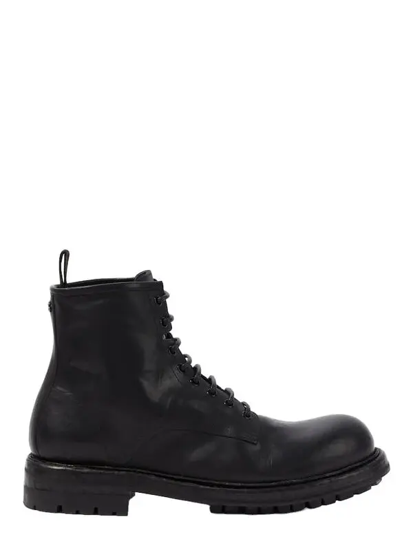 Dolce & Gabbana Leather Combat Boots - Black