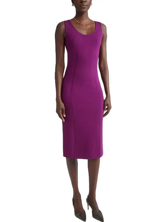 St. John Sleeveless Milano Knit Sheath Dress - Boysenberry