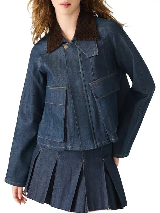 Steve Madden Justina Denim Trucker Jacket - Deep Indigo