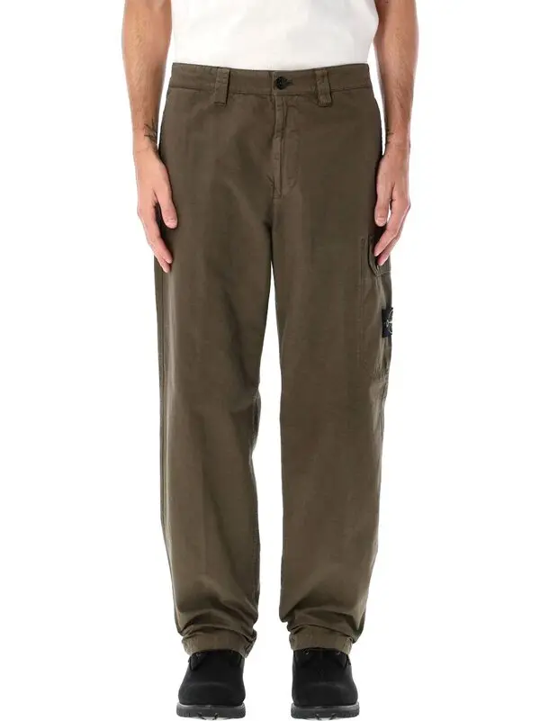 Stone Island Ripstop Cotton Cargo Pants - Military Green