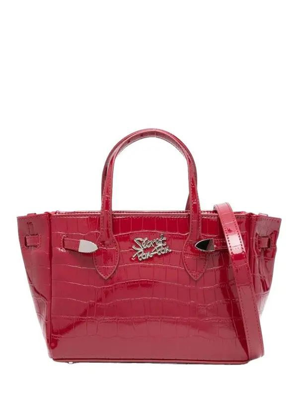 SECRET PON-PON Crocodile-print Shoulder Bag - Red