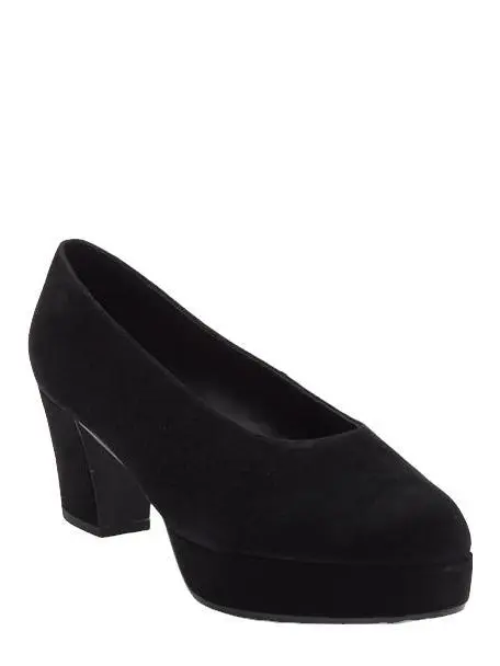Jeffrey Campbell Chapters Almond Toe Platform Pump - Black Suede