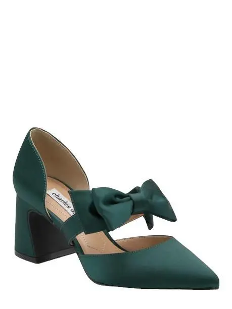 CHARLES DAVID Andre Pointed Toe Pump - Dark Emerald