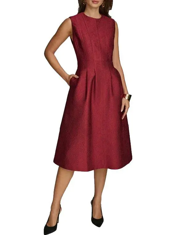 Donna Karan New York Jacquard Fit & Flare Midi Dress - Cabernets