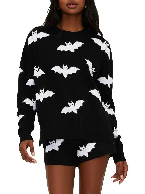 Beach Riot Callie Cotton Bat Print Sweater - Bats
