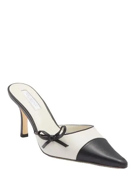 TONY BIANCO Shirley Pointed Cap Toe Mule - Bone/black