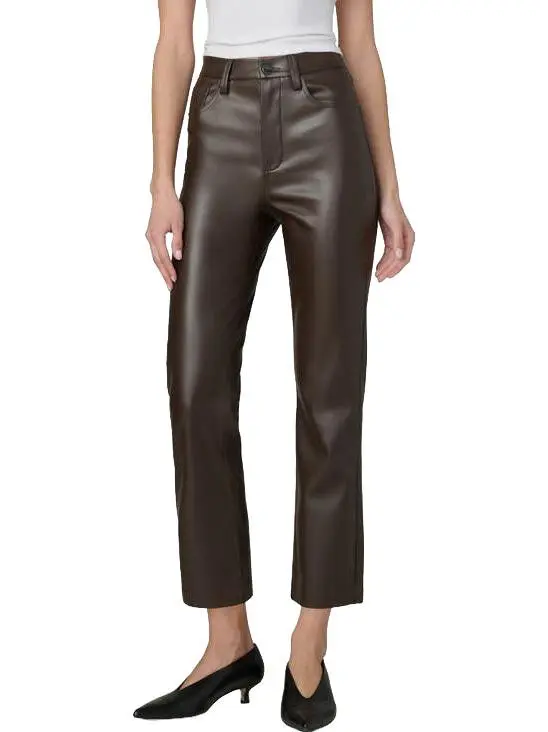 Joe's Jeans Lyra Slim Ankle Faux Leather Trousers - Dark Chocolate