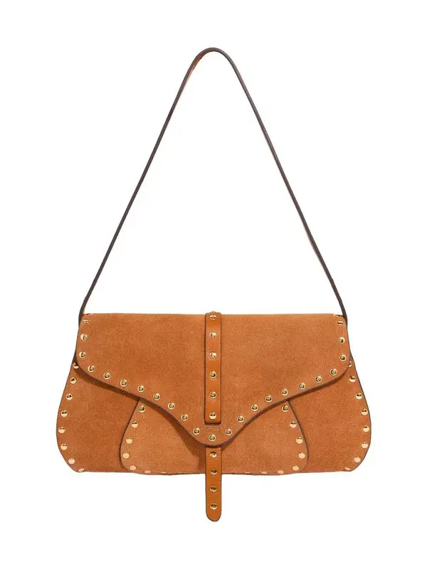 AIMEE Armour Leather Baguette Shoulder Bag - Rustic Caramel Suede