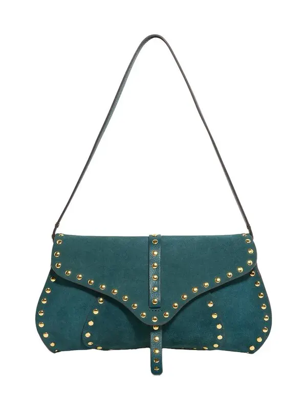AIMEE Armour Leather Baguette Shoulder Bag - Transform Teal Suede