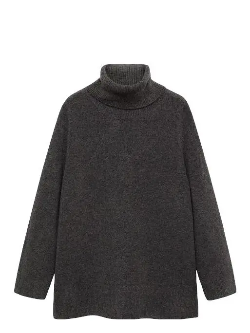 Mango Turtleneck Long Sleeve Sweater - Charcoal
