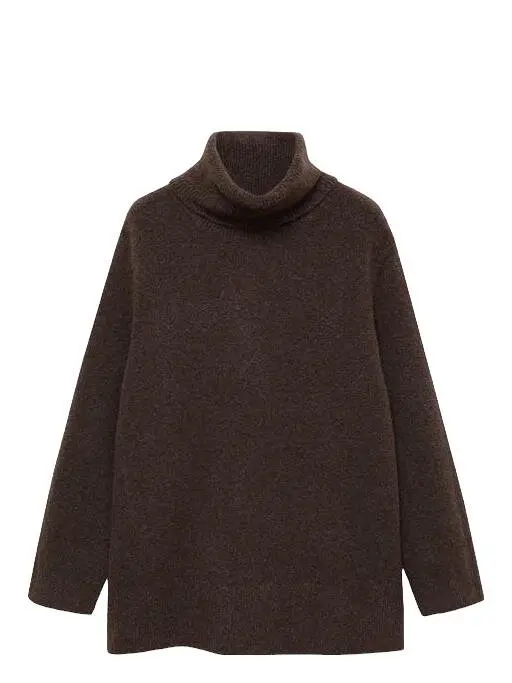 Mango Turtleneck Long Sleeve Sweater - Chocolate