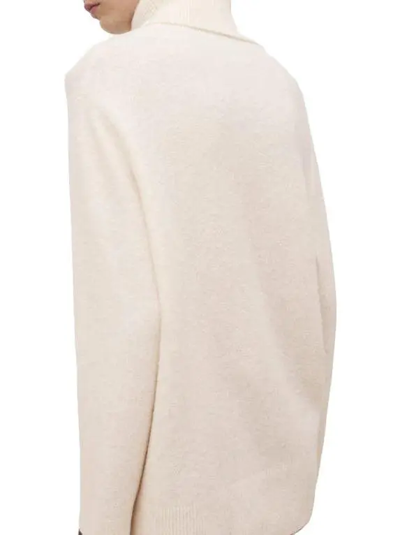 Mango Turtleneck Long Sleeve Sweater - Ivory White