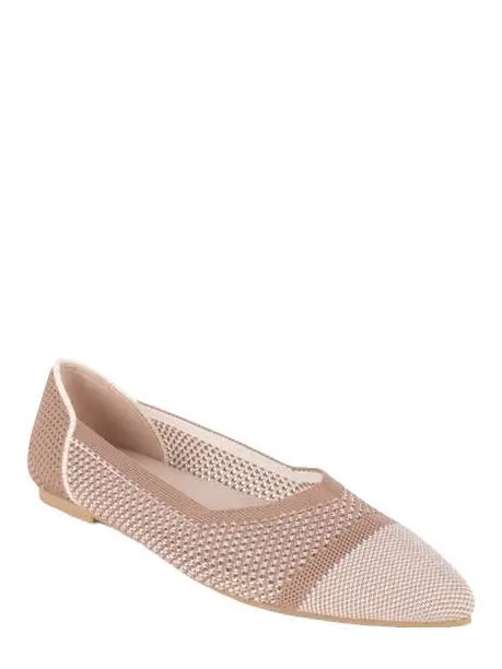 Tahari Antigua Knit Pointed Toe Flat - Camel