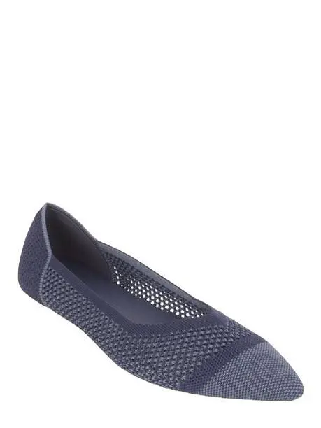 Tahari Antigua Knit Pointed Toe Flat - Denim