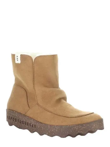 Fly London Cuff Faux Shearling Bootie - 001 Cognac Ecosuede/