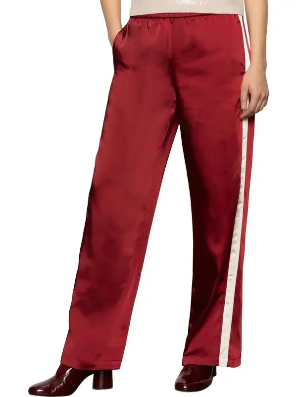Sanctuary Satin Track Wide Leg Pants - Crimson
