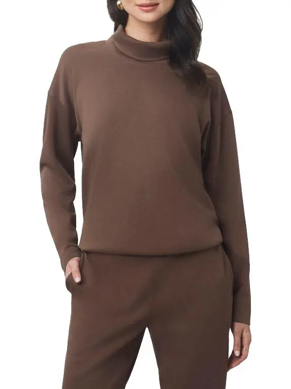 Splendid Interlock Turtleneck Sweatshirt - Truffle