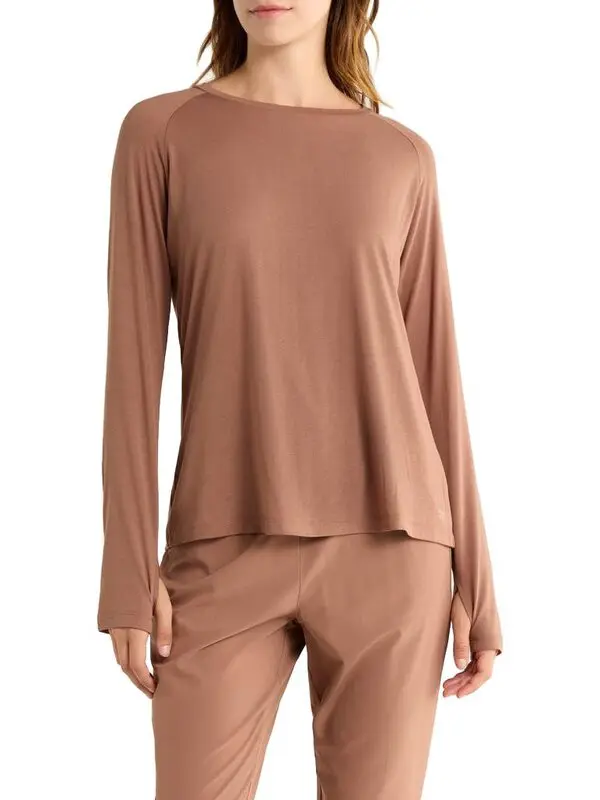 FREE FLY Lightweight Long Sleeve Top - Nutmeg