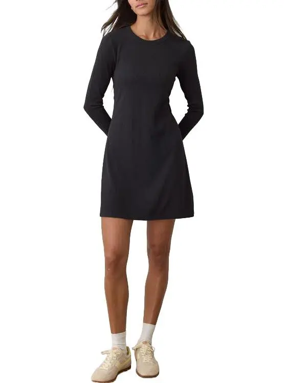 Marine Layer Lexi Long Sleeve Rib Minidress - Black