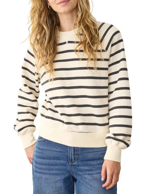 Marine Layer Cloud 9 Fleece Stripe Reversible Sweatshirt - Black/white Stripe