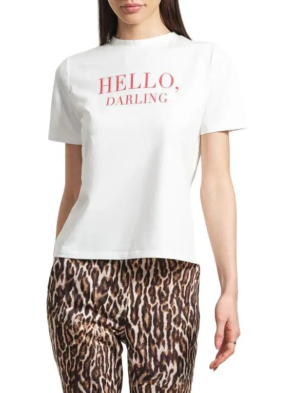 ISAAC MIZRAHI NEW YORK Stretch Cotton Graphic T-shirt - Darling Tee