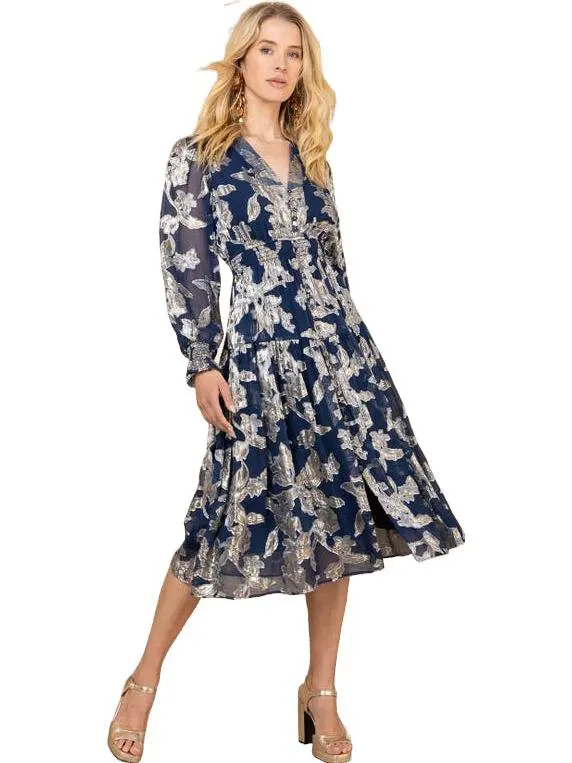 Hale Bob Raquel Silk Midi Dress - Navy