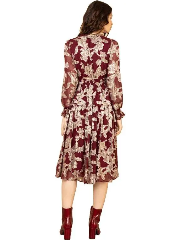 Hale Bob Raquel Silk Midi Dress - Wine