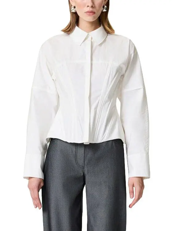 NOCTURNE Structured Corset-inspired Shirt - Ivory