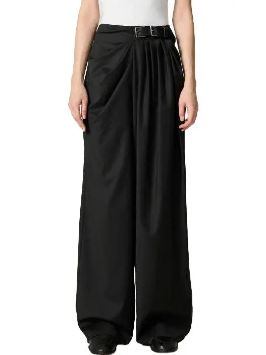 NOCTURNE Double-buckle High-waist Trousers - Black