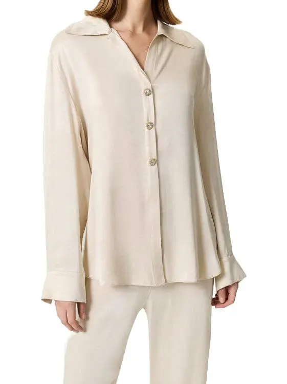 NOCTURNE Belted Shirt With Buttons - Ivory