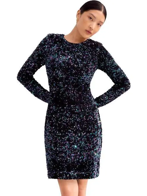 RO&ZO Evie Cluster Sequin Dress - Blue
