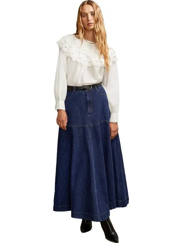 RO&ZO Denim Maxi Skirt - Blue