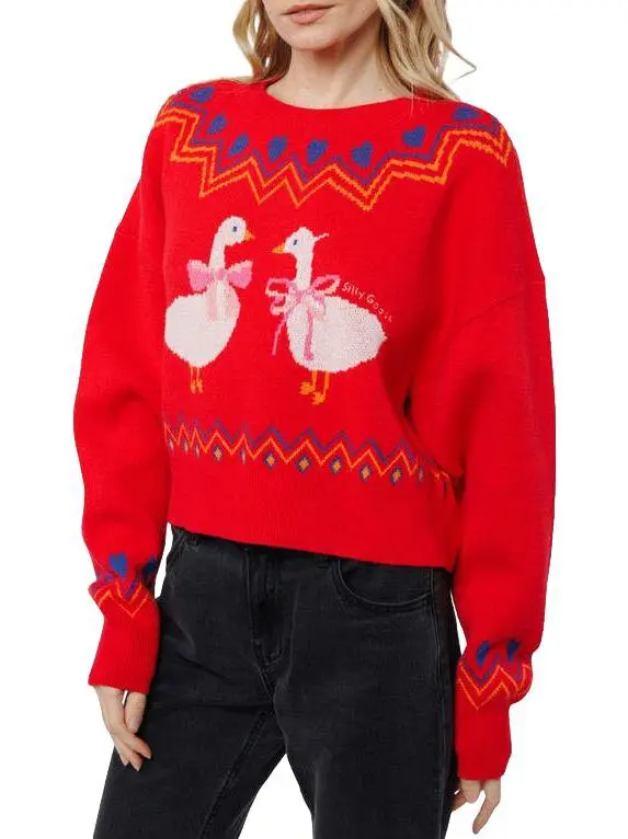 CIEBON Neve Jacquard Sweater - Red