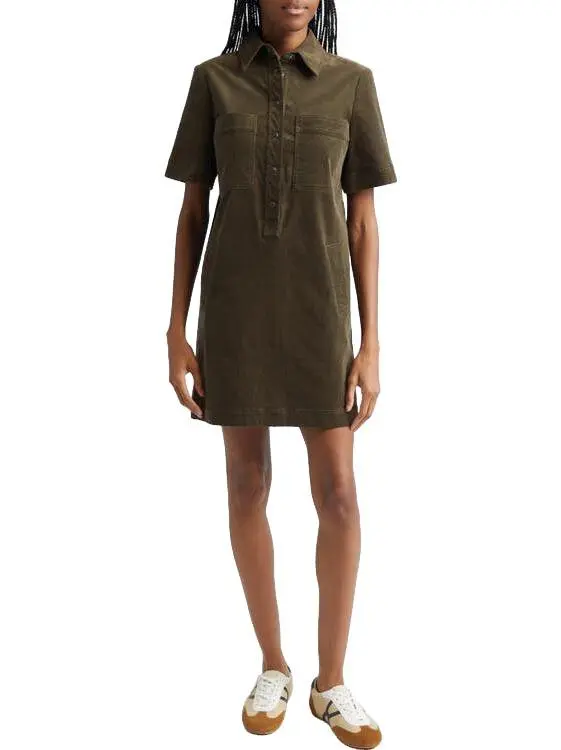 Veronica Beard Koulis Corduroy Shirt Dress - Cypress
