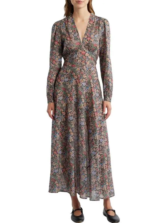 DÔEN Charleston Floral Long Sleeve Cotton Maxi Dress - Wild Berry Thicket