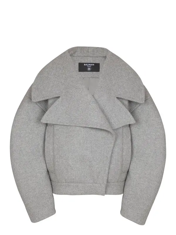 Balmain Wool-cashmere Oversized Pea Coat - Grey