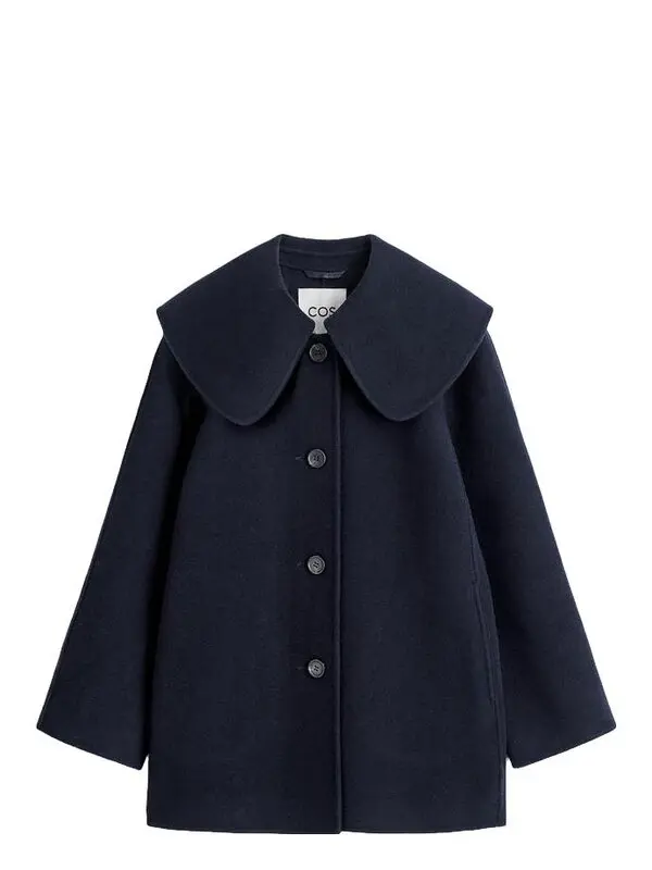 Cos Collared Double-faced Wool Jacket - Navy