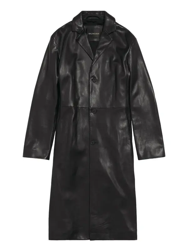 Balenciaga Fitted Leather Coat - Black
